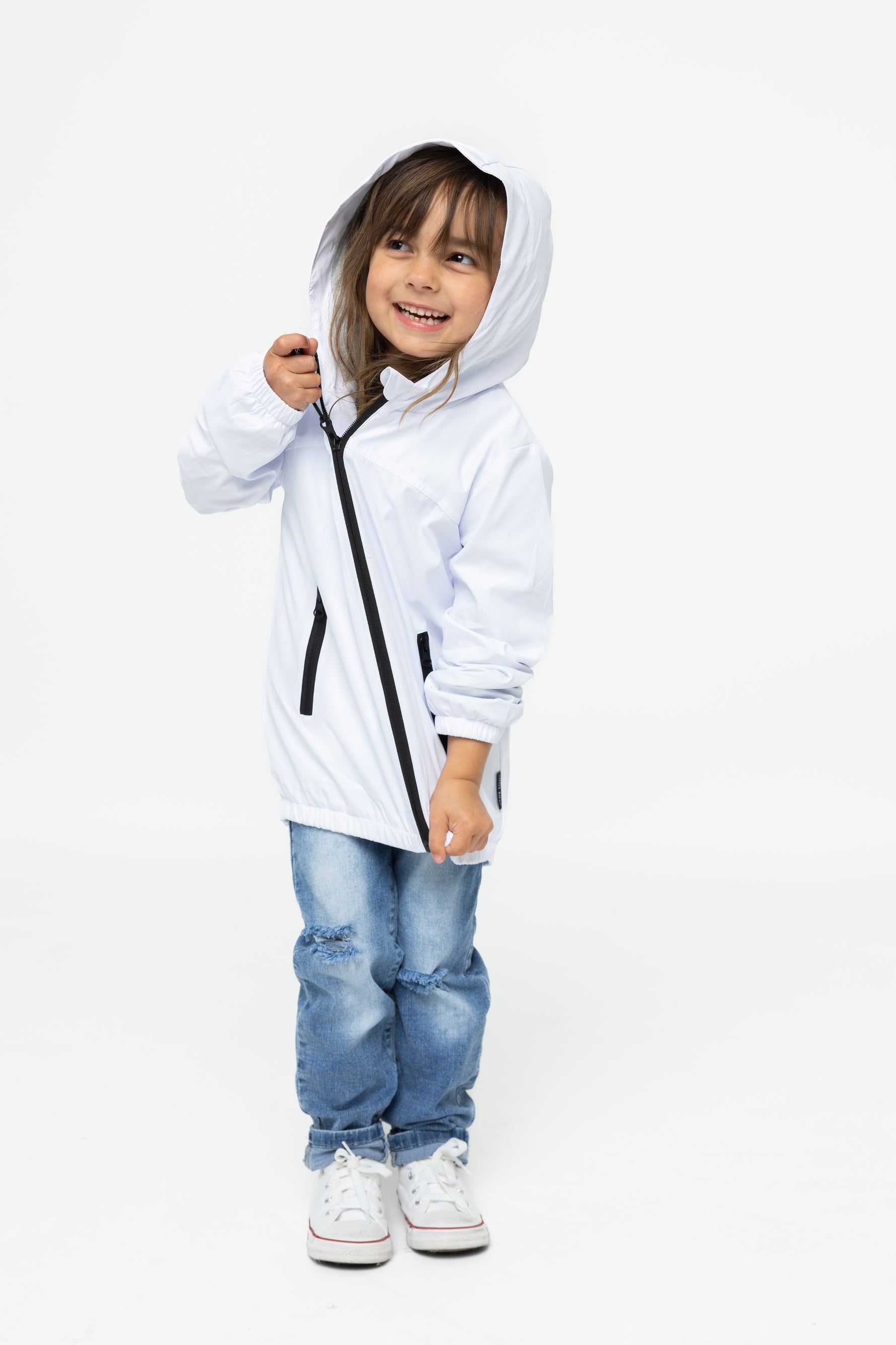 Kids Windbreaker Jacket - White - Little Bipsy