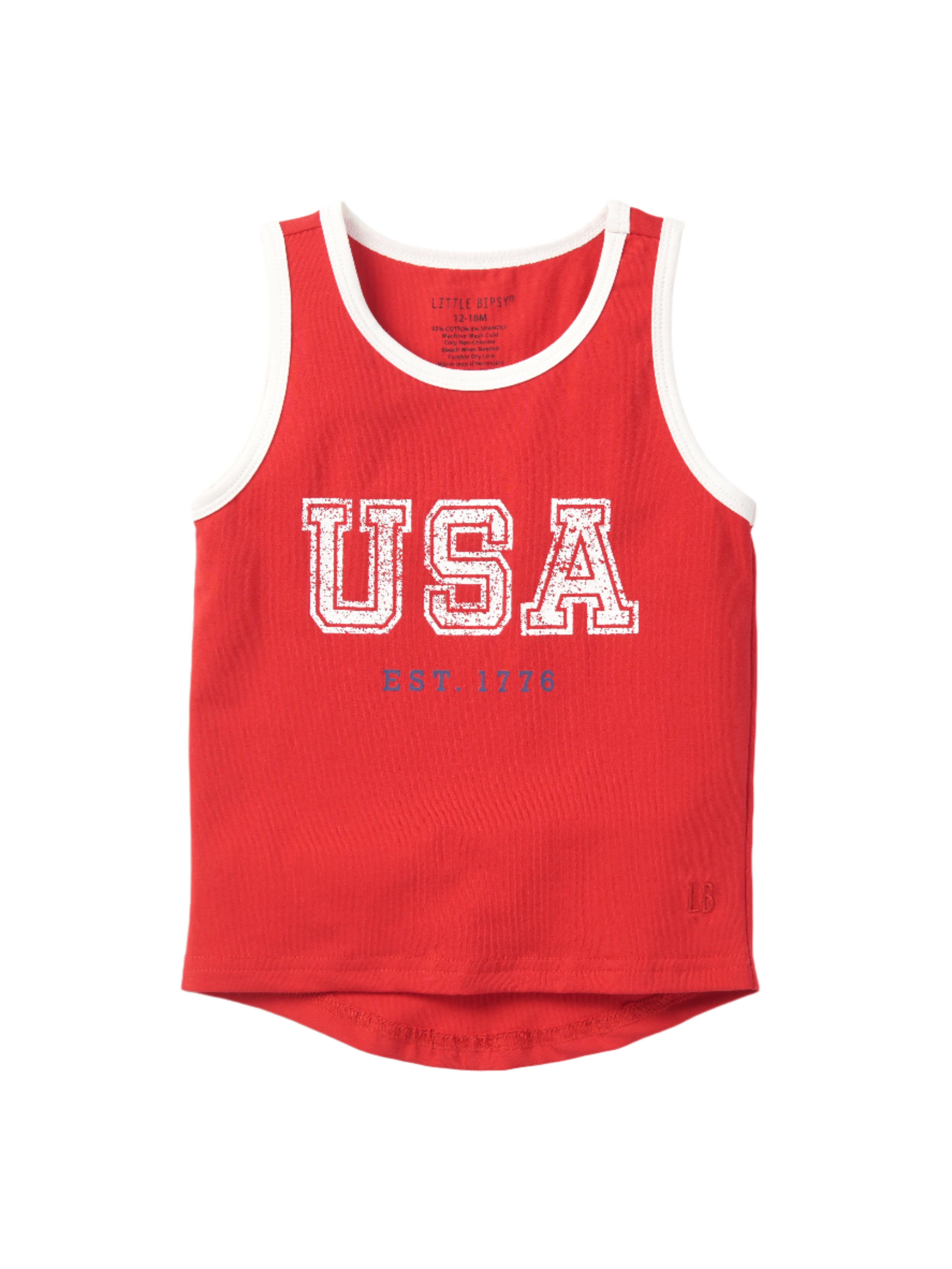 Kids Red USA Tank Shirt - Little Bipsy