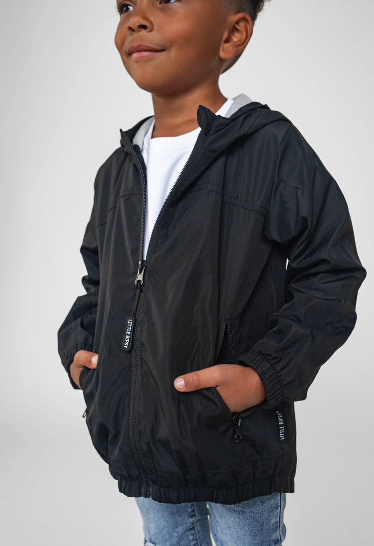 Kids Windbreaker Jacket - Black - Little Bipsy