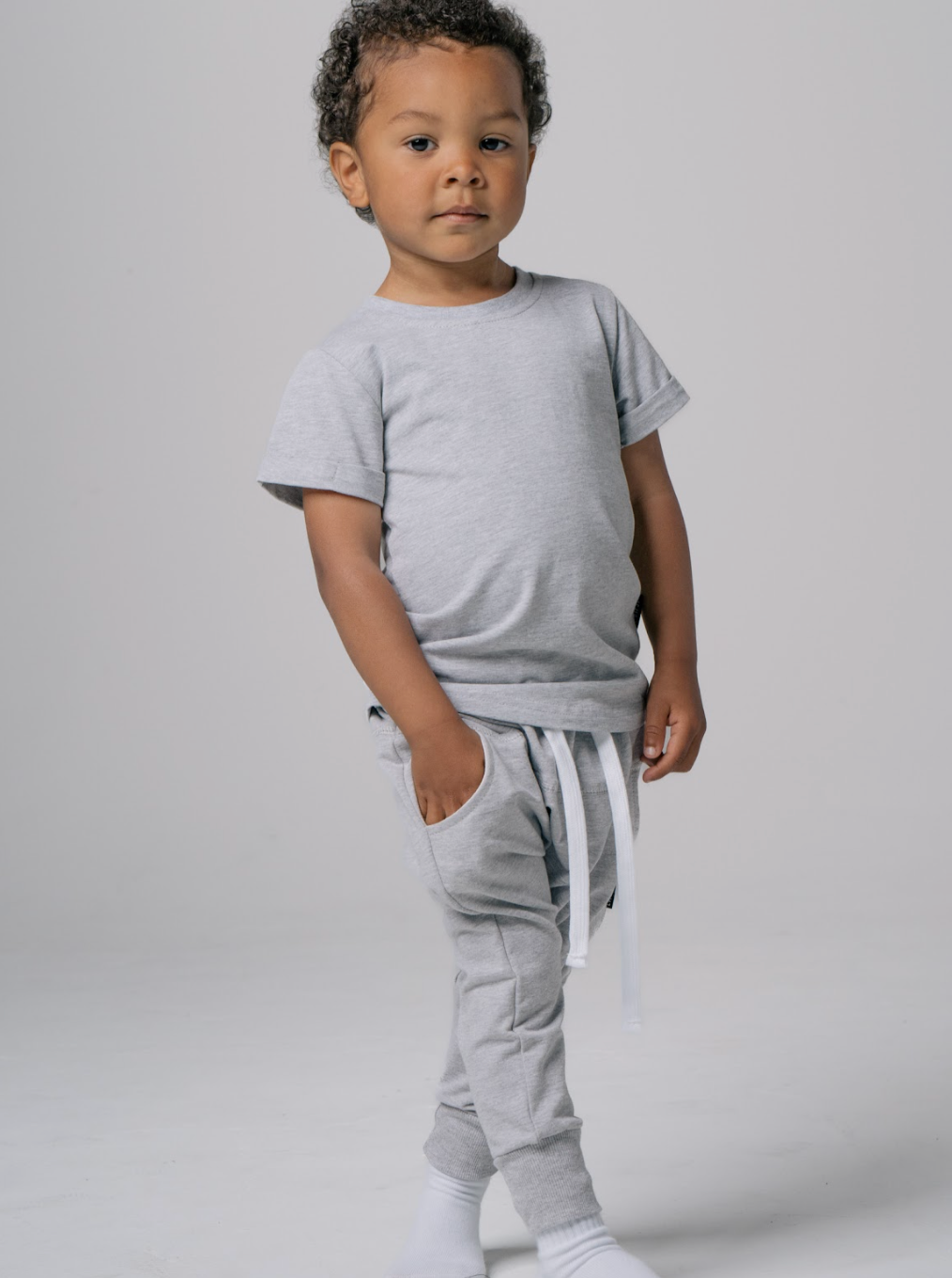 Kids Plain Basic T-Shirt - Grey - Little Bipsy